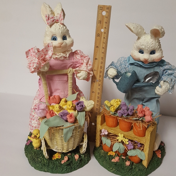 Fabric Mache | Holiday | Fabric Mache Spring Bunnies Easter Set Euc In ...